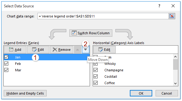 Excel 차트 범례에서 항목 순서를 바꾸는 방법은 무엇입니까