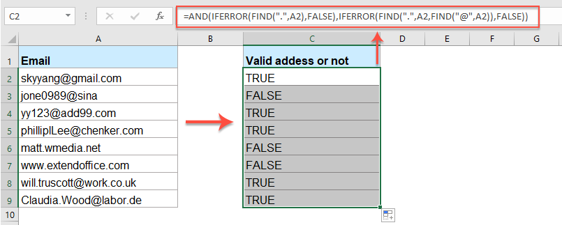 How To Check If The Email Address Is Valid Or Not In Excel 