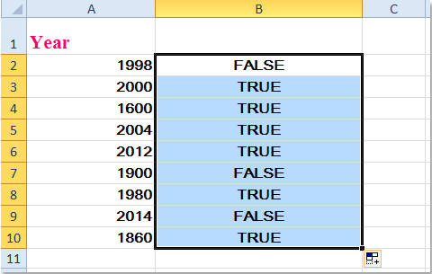 How to check if a year is a leap year in Excel?
