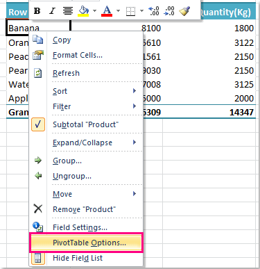 How to clear old items in pivot table?