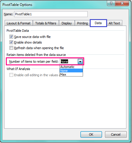 How to clear old items in pivot table?
