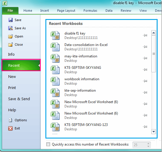 How To Clear Recent Document Lists From Excel 