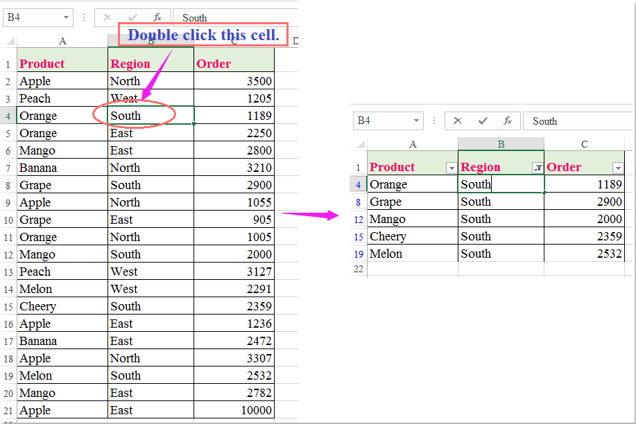 How To Filter Data Just By Clicking Cell Content In Excel