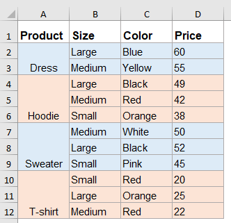 How to color alternate rows for merged cells in Excel?