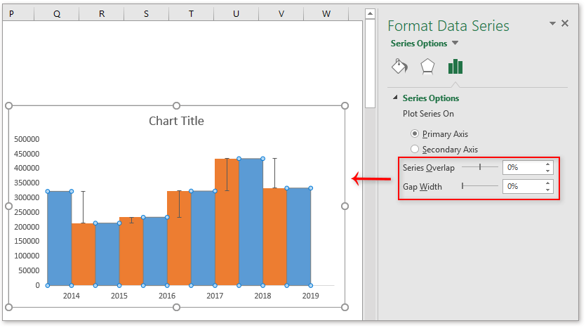 Step by step to create a column chart with percentage change in Excel