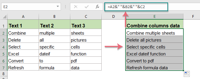 How To Combine Multiple Cells Into A Cell With Space Commas Or Other Separators In Excel 