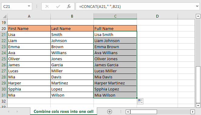 Excel Tutorial: Combine Columns, Rows, Cells