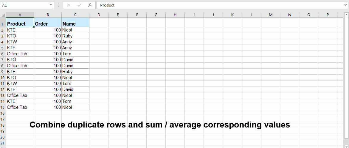 How To Combine Duplicate Rows And Sum The Values In Excel 