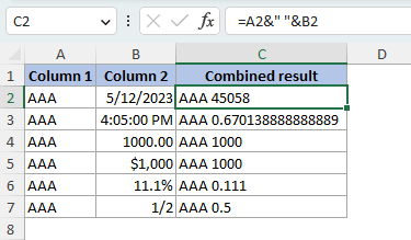 Combine two columns in Excel (Step-by-step tutorial)