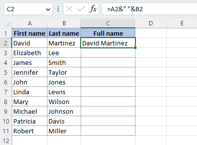 Combine two columns in Excel (Step-by-step tutorial)