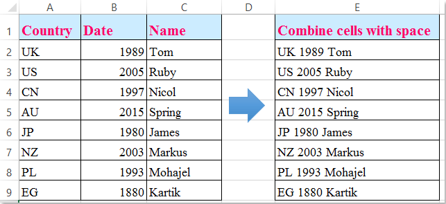 How To Concatenate Cells And Add Space Between Words In Excel 
