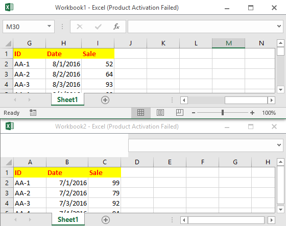 How to compare Excel sheets side by side?