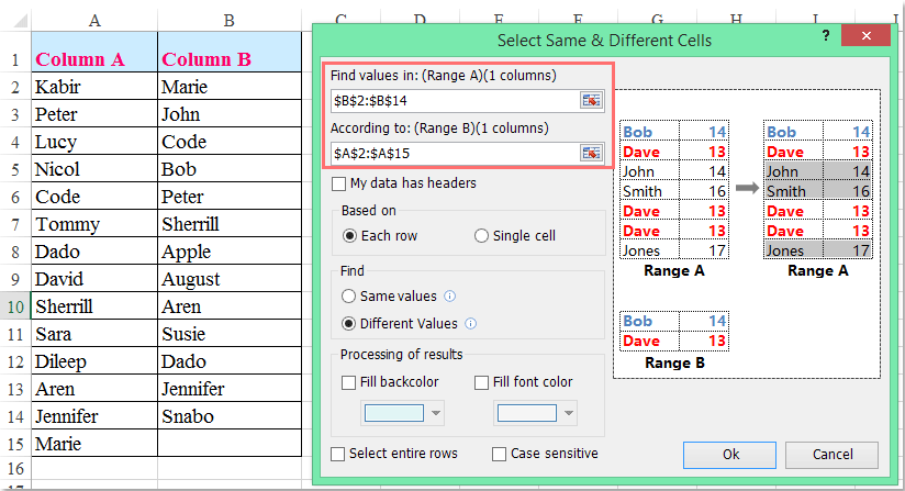 How To Compare Two Columns And List Differences In Excel 