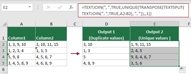How To Compare Comma Separated Values In Two Cells And Return Duplicate 