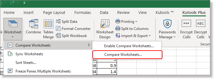 How to compare two worksheets in same workbook or different workbooks?