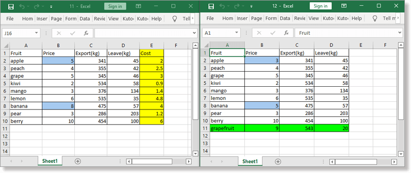How to compare two worksheets in same workbook or different workbooks?