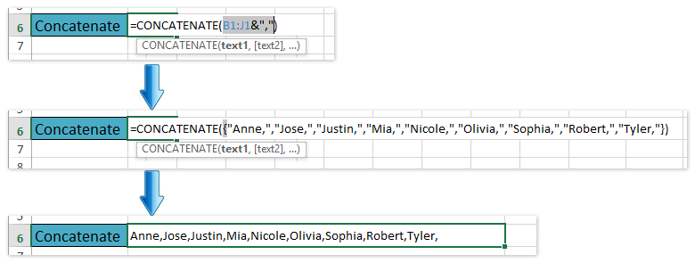 How To Concatenate Range cells With Comma Space Line Break In Excel 