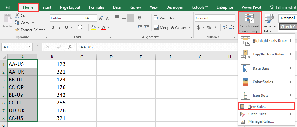 How To Conditional Formatting Cells Which End With A String In Excel 7113
