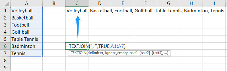 How To Convert Column List To Comma Separated List In Excel 