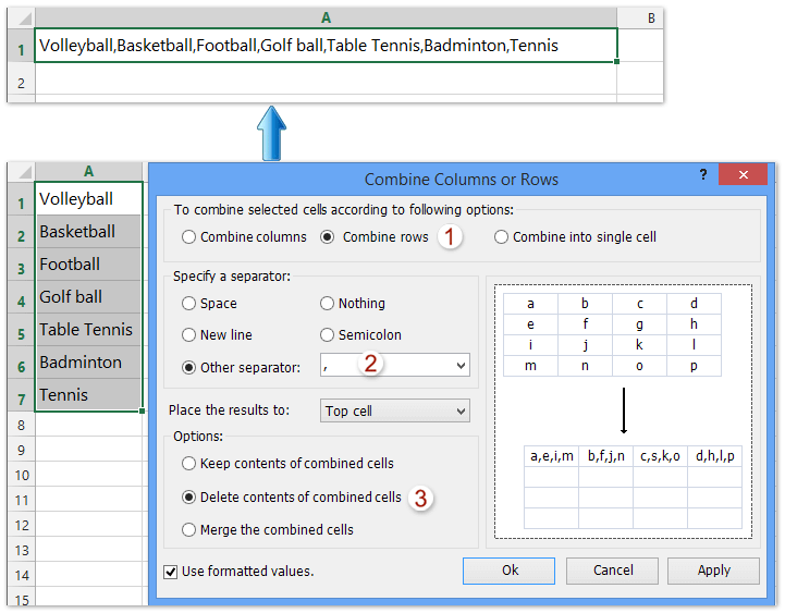 How To Convert Column To Row In Excel With Comma Separated List Free
