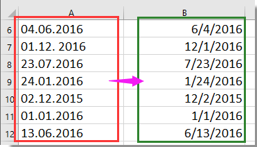 How to convert dD.MM.YYYY to date format (mM/DD/YYYY) in Excel?