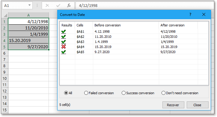 How to convert dD.MM.YYYY to date format (mM/DD/YYYY) in Excel?