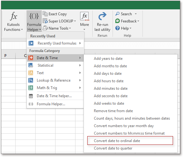 How to convert date to ordinal date format in Excel?
