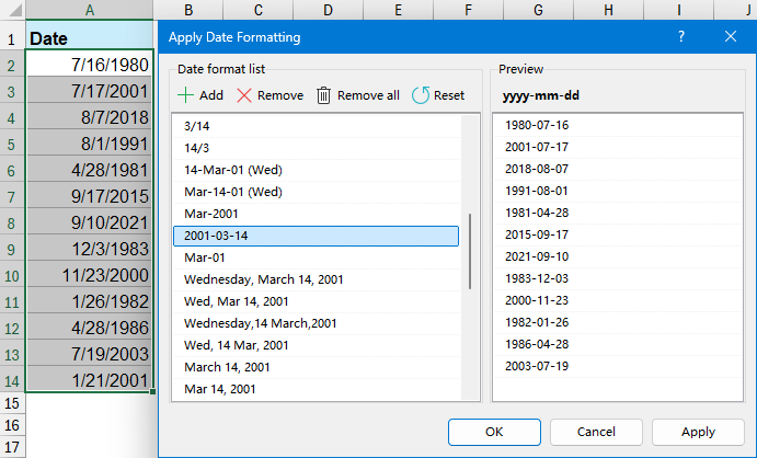 How to convert date to yyyy-mm-dd format in Excel?