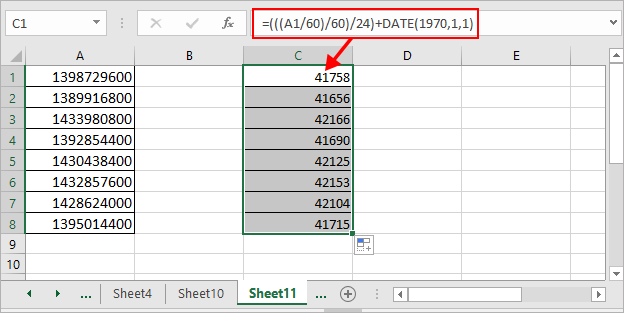 How To Convert Between Date And Unix Timestamp In Excel 