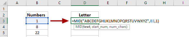How to convert letter to number or vice versa in Excel?