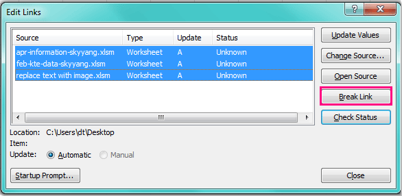 How to convert external links to values in Excel?