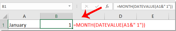 How to convert month name to number in Excel?