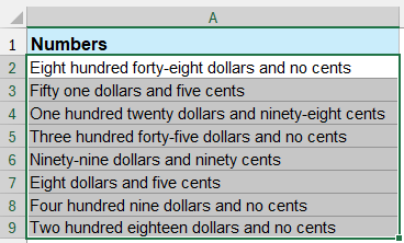 How to quickly convert numbers to English words in Excel?