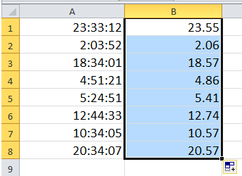 How to convert time to decimal hours/minutes/seconds in Excel?