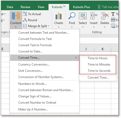 How to convert time to decimal hours/minutes/seconds in Excel?