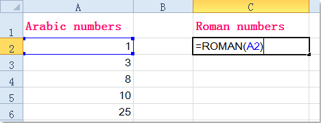 How to convert between roman number and Arabic number in Excel?