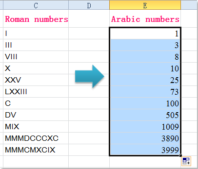 How to convert between roman number and Arabic number in Excel?