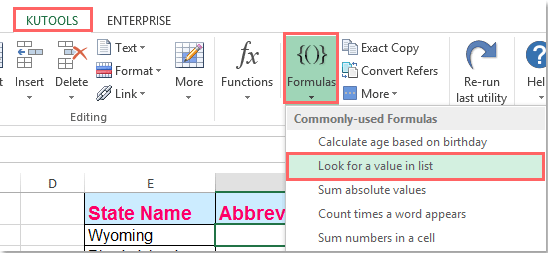 How to convert full state names to abbreviations in Excel?
