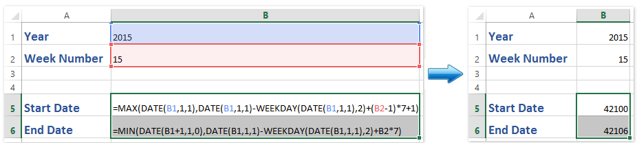  How To Convert Week Number To Date Or Vice Versa In Excel 