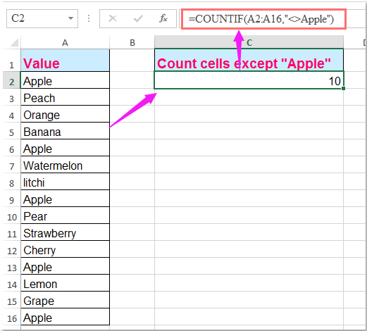 How To Count All Cells Except A Specific Value In Excel 