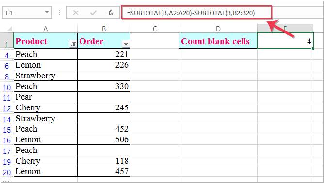 How To Count Blank Or Non blank Cells In Filtered Range In Excel 