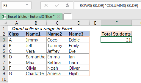 How to count cells in a range in Excel?