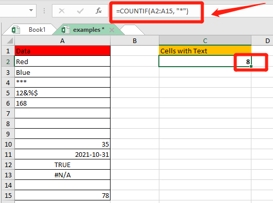 Hoe cellen met tekst te tellen in Excel