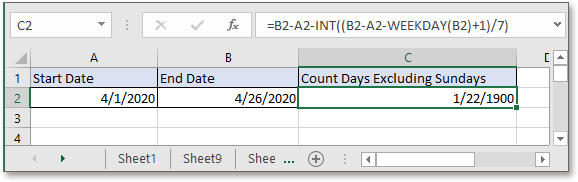 How To Count The Days Excluding Sundays Between Two Dates In Excel 