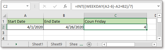 How To Count The Days Excluding Sundays Between Two Dates In Excel 
