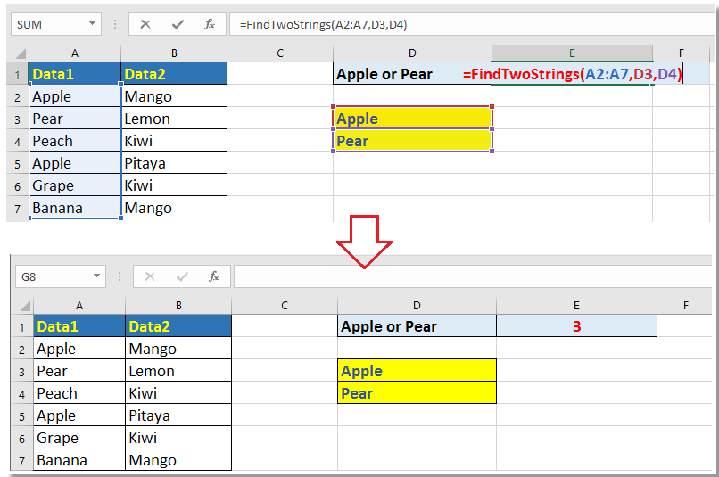 How to quickly count if cells are equal to x or y in Excel?