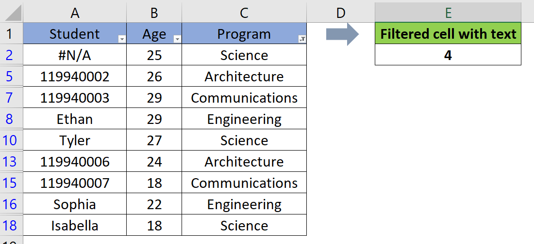 How To Count Filtered Cells With Text In Excel 