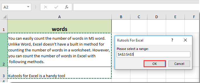 How To Count The Number Of Words In A Cell Or A Range Cells In Excel 
