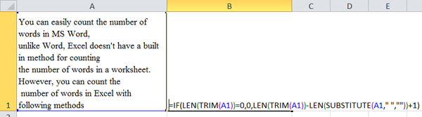 How To Count The Number Of Words In A Cell Or A Range Cells In Excel 