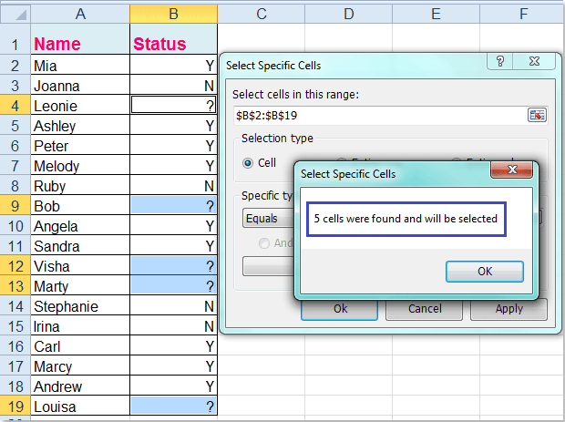 How to count cells with question marks in Excel?